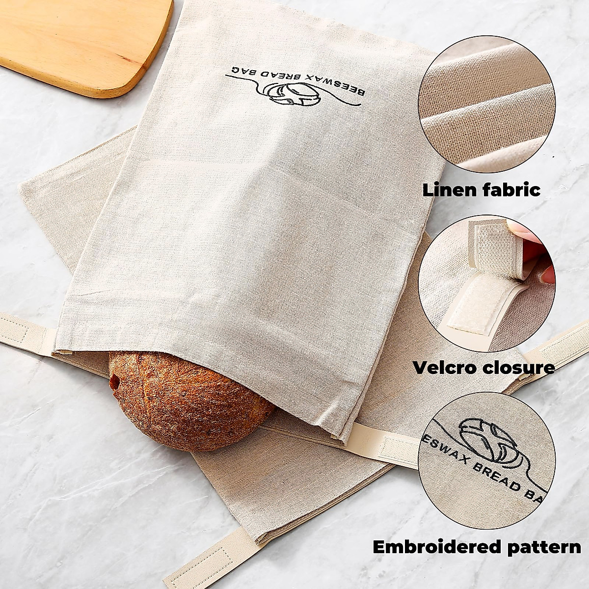 Bread Bags for Homemade Bread. Linen Beeswax Bread Bags. Sourdough Bread Bags. Beeswax Bread Bag（2 Pack). Reusable Bread Bags. Linen Bread Bags for Homemade Bread. XL-Bread Storage Bags. ZSHLXM
