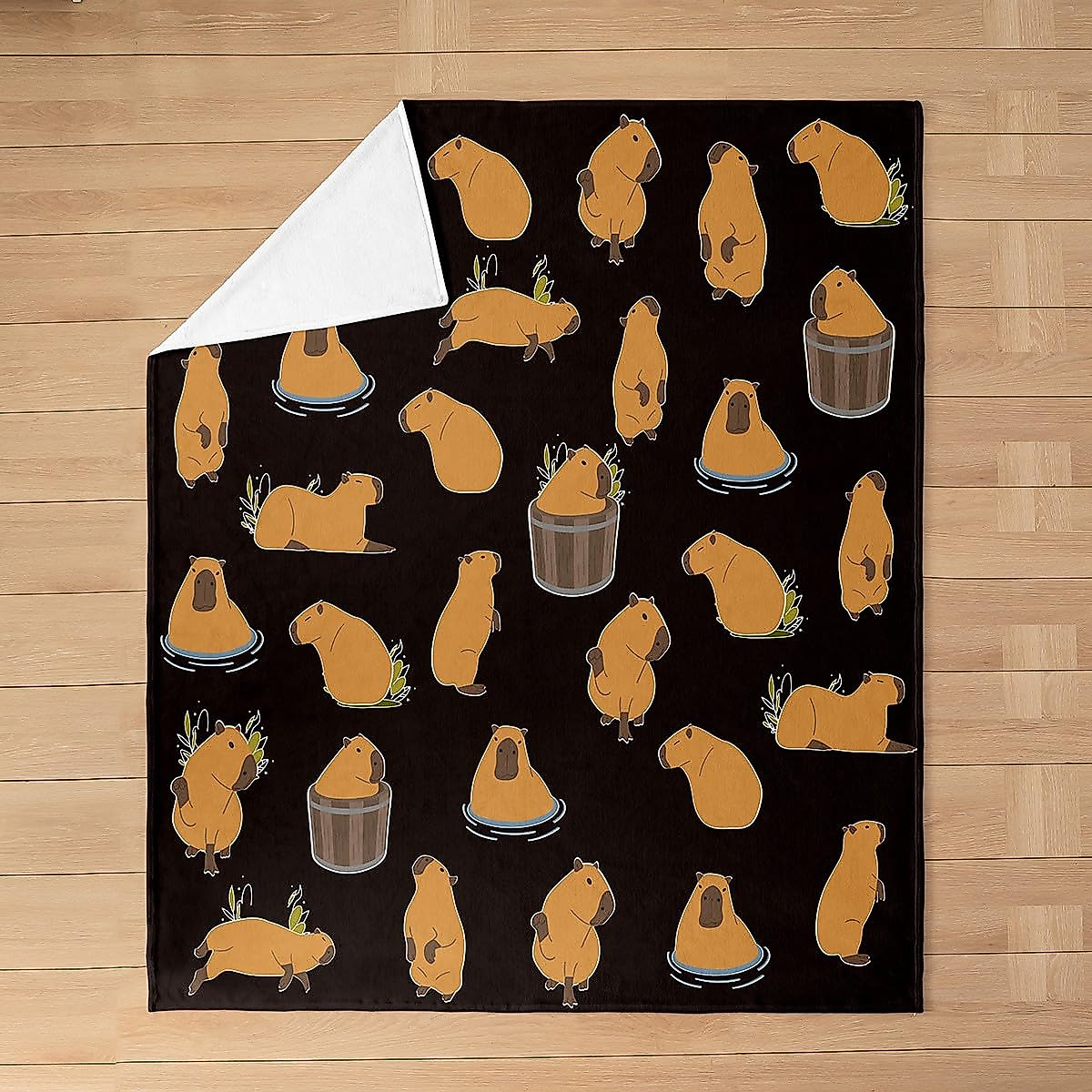 jejeloiu Capybara Flannel Fleece Throw Blanket for Sofa Couch Girls Boys Kids - 40"x50" Animals Lovers All Season Bed Blanket - Cutes Fuzzy Kawaii Black Plush