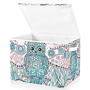 innewgogo Mandala Owl Storage Bins with Lids for Organizing Storage Baskets with Handles Oxford Cloth Storage Cube Box for Dog Toys