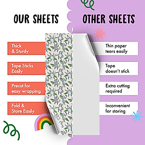 CENTRAL 23 - Sloth Wrapping Paper - 6 Gift Wrap Sheets - Fun GiftWrap for Men Boys Teenagers - Birthday - Made in the UK - Recyclable