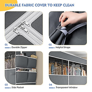 Raybee 90.6" W Clothes Rack with Cover Heavy Duty Clothing Rack with Cover Loads 1200LBS Covered Clothes Racks for Hanging Clothes with Shelves Freestanding Garment Rack Closet for Bedroom