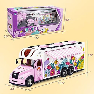 Scientoy Toys for Girls, Remote Control Car for 4 5 6 Year Old Girl Birthday Gifts, Pink RC Car with Light & Building Toys