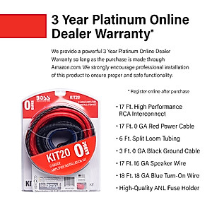 BOSS Audio Systems KIT20 0 Gauge Amplifier Installation Wiring Kit - A Car Amplifier Wiring Kit Helps You Make Connections and Brings Power to Your Radio, Subwoofers and Speakers