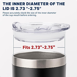 Bluwing 20 oz Skinny Tumbler Lids 2 Pack Tumbler Replacement Lids Spill Proof Sliding Seal Covers, BPA Free