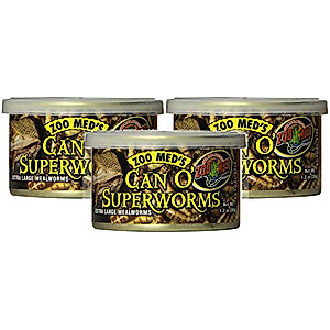 Zoo Med 3 Pack of Can O' SuperWorms, 1.2 Ounces Per Can