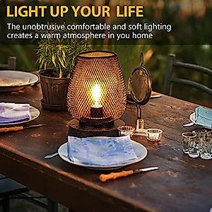 UBright Table Lamp Metal Cage LED Lantern Rechargeable with 4 Lighting Mode Cordless Lamp Decorative Light Outdoor Table Lamps for Patio Bedroom Living Room Indoors Outdoors (Bulb Included) (1 Pack)