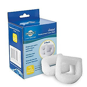 PetSafe Drinkwell Replacement Foam Filters Compatible with PetSafe Ceramic and Stainless Steel Pet Fountains, for Water Dispensers, 2 Count Pack - PAC00-13711, white