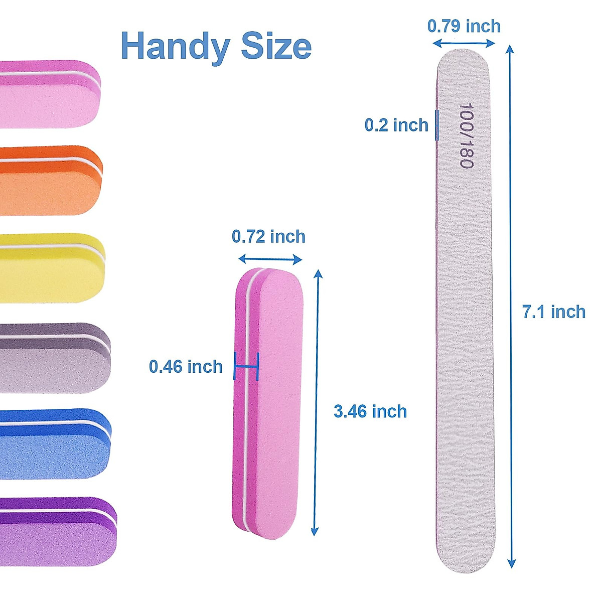 Nail File and Buffer Set (12 Pcs), Nail Files for Gel Nails Acrylic Natural Nails, limas para unas acrilicas Professional Manicure Nail File Kit 100/180 Grit Emery Board Filer Buffing Buffers Blocks