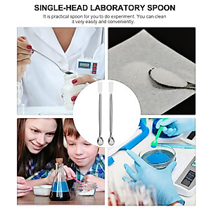 5pcs Lab Spoons Lab Spatula, Stainless Steel Lab Spatula Sampling Spoons Laboratory Scoops Lab Mixing Spatulas, Length 20CM