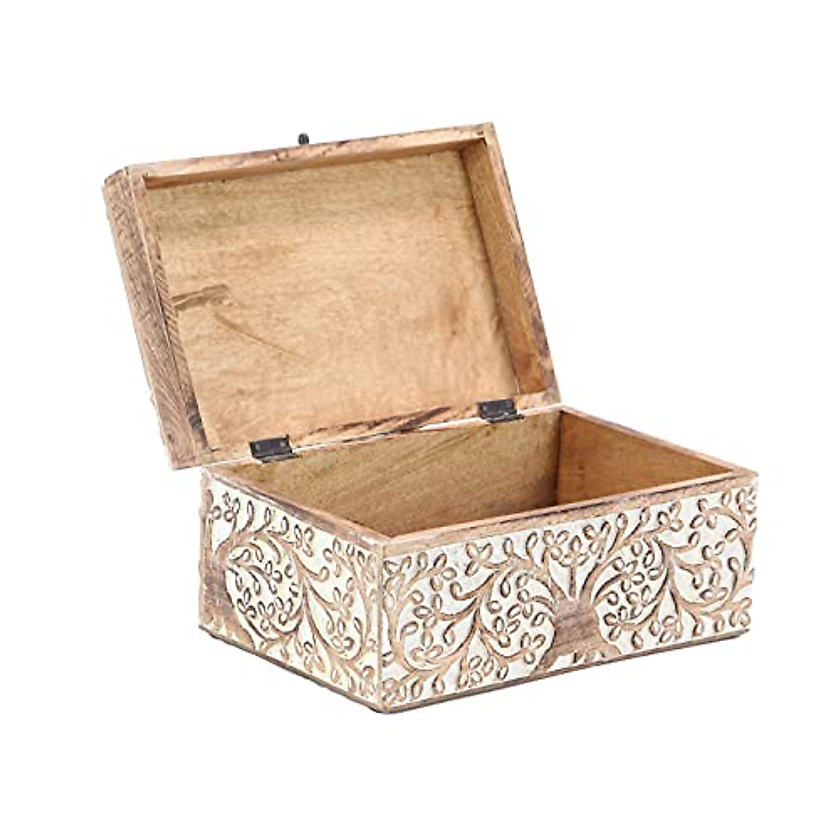 Deco 79 Mango Wood Floral Box with Hinged Lid, Set of 3 8", 10", 12"W, Brown