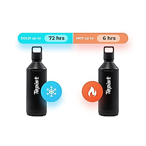 Tepist ThirtyO 30oz Stainless Steel Bottle Compatible with Sodastream Machines – Powder Coated Black - Vacuum Sealed - Double Walled - Leak-Proof - Easy to Carry - Reusable Bottle