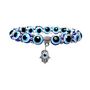 COLORFUL BLING Evil Eye Bracelet, Mal De Ojo Beaded Chakra Braided Bracelets for Women, Nazar Amulet Good Luck Bracelet with Hamsa/Evil Eye Indie Y2k Miraculous Jewelry Gifts for Women