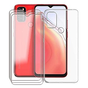 Phone Case for Blackview A70 (6.52"), with [3 x Tempered Glass Protective Film], KJYF Clear Soft TPU Shell Ultra-Thin [Anti-Scratch] [Anti-Yellow] Case for Blackview A70 - Clear