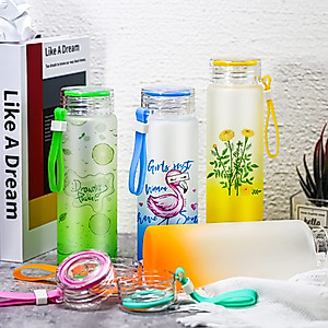 AGH Sublimation Tumblers 12 Pack-16OZ Frosted Glass Cups with Colored Carrying Handle Lid,Different Color Gradient Glass Cups,Suitable for Cold or Cot Drinks,Easy to Carry