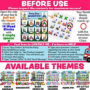 Potty Time Adventures Potty Training Chart for Toddlers by Lil ADVENTS - 14 Wooden Stacking Block Toys - Potty Training Advent Game, Behavior Reward Chart, Car Stickers, Activity Board - Busy Vehicles
