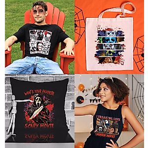 9 Sheets Halloween Iron on Transfers for T-Shirts,Halloween Heat Transfer Vinyl,Horror Movie Iron on Patches Sticker Halloween Iron on Decals for T-Shirt Clothes DIY