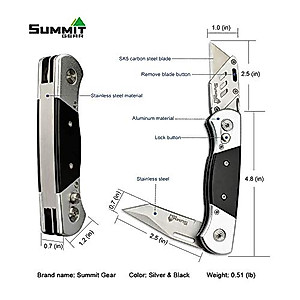 Heavy Duty Folding Utility Knife Dual Blades/Box Cutter with Nylon Pouch + 5 SK5 Blades (Professional Grade)