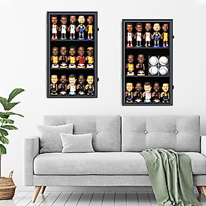 Zmiky Bobblehead Display Case Action Figure Display Case Bobble Head Shadow Box Wall Cabinet for 15 Figurines Display with Lockable Anti Fade Uv Protection for Bobble Heads, Action Toy Figures, Black