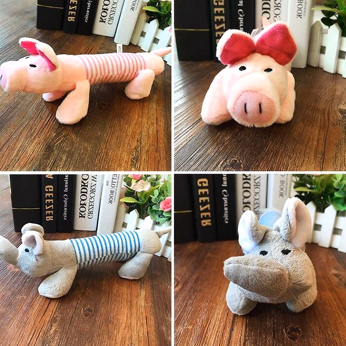 Cute Pet Dog Cat Plush Squeak Sound Dog Toys Funny Fleece Durability Chew Molar Toy Fit for All Pets Elephant Duck Pig (A)