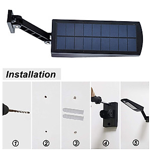 Outdoor Solar LED Wall Light IP65 Waterproof Area Security Night Lighting Wireless Dusk to Dawn Motion Sensor Lamp Remote Controlled 4 Working Modes for Garden, Fence, Patio, Yard, 900LM 6000K