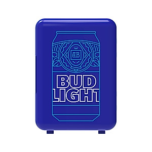 CURTIS MIS152BULT Bud Light, Mini Portable Compact Personal Fridge Cooler, 4 Liter Capacity Chills Six 12 oz Cans, 100% Freon-Free & Eco Friendly, 6, Navy