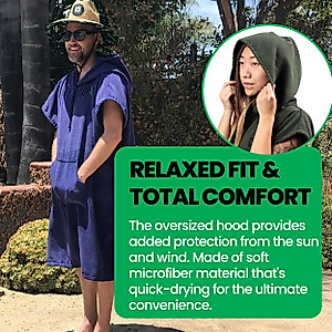 COR Surf Poncho Changing Towel Robe with Hood and Front Pocket | Thick Quick Dry Microfiber Wetsuit Poncho Towel for Surfing Beach Pool Swim (Medium - Retro Sand)