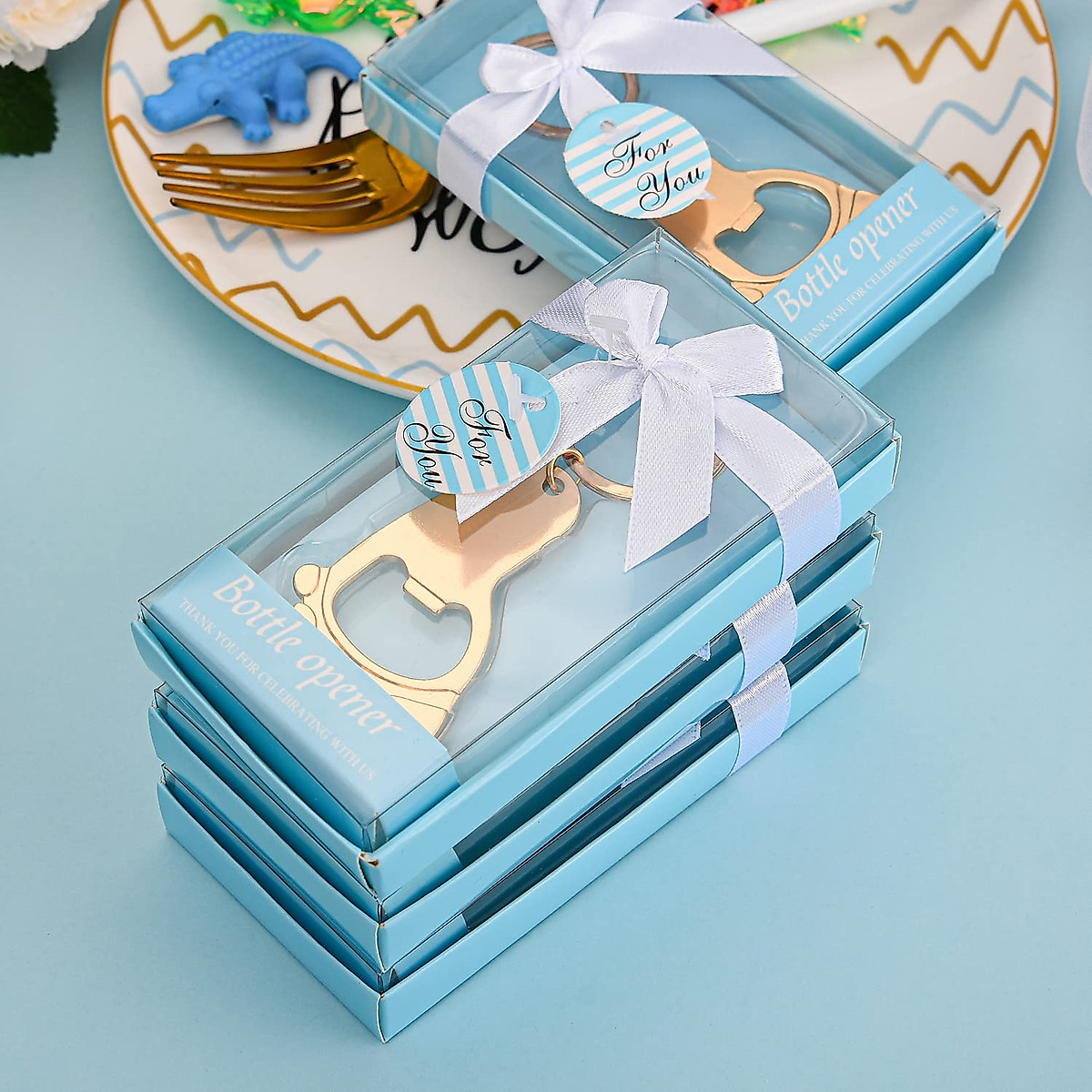 VZCBZC 24Packs Footprint Bottle Openers with Party Shower Return Gift Boxes for Party Favors, Gifts or Decorations for Guests