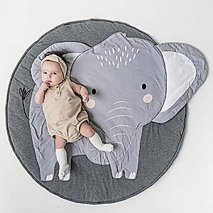 Ultra Soft Indoor Modern Area Rugs, Cartoon Elephant Pattern Baby Play Mat Pad Crawling Blanket Carpet Decor for Children Bedroom Home Decor