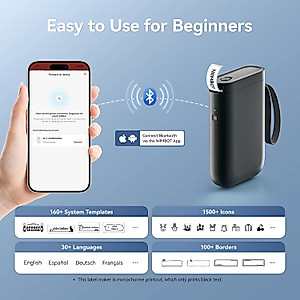 DEEPIN Label Maker Machine D101 Bluetooth Label Maker with Tape, 0.4-1 Inch Print Width Thermal Label Printer Portable for Business, School, Office Organization, Home Storage, White