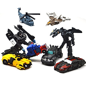 8 Pcs Mini Car Robot Toys, 3.5-inch Small Hero Action Figures, Birthday Favors Toys for Kids Age 5 and up.