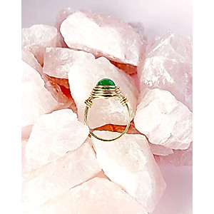 Green Aventurine Gemstone Ring, Natural Solitaire Stone Ring, Sterling Silver Band, 14K Gold-Filled Band, 14K Rose Gold-Filled Band, Custom Size, Jewelry Inspirations