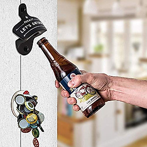Bottle Opener Wall Mounted, Christmas Funny Wall Mount Bottle Opener for Men Dad Beer Lovers,Novelty Birthday Fathers Day with Mounting Screws Wall Anchors（1 Pack)