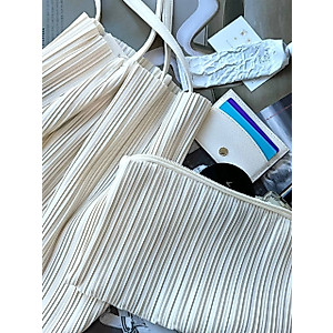 BLUEORB Each Bag Casual Washable Pleats Women's Versatile 100% Recycled Polyester Daily Shoulder Bag Tote Hobo Pouch Set (Butter Cream)