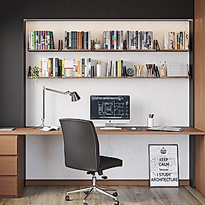 Wallniture Ponza Floating Shelves for Wall, 17"x8" Bookshelf for Large Books, Storage Shelves for Office, Hallway Living Room Decor, Set of 10, Burnt