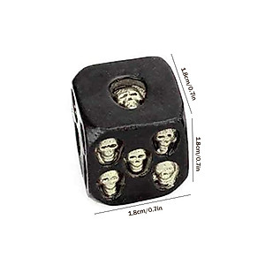 5pcs/Set Black Mini Skull Dice Six Sided Resin Skull Dice for Party Playing Drinking Death Table Game Party Halloween Festival Bar Game Toy Tool (Silver)
