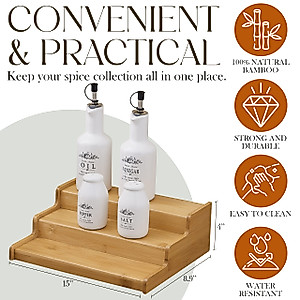 Bellemain 3-Tier Spice Rack | Bamboo Spice Rack Organizer for Cabinet, Spice Shelf Riser, Seasoning Organizer | Can Rack, Canned Food Organizer for Pantry | Medicine Storage, Cupboard Organizer