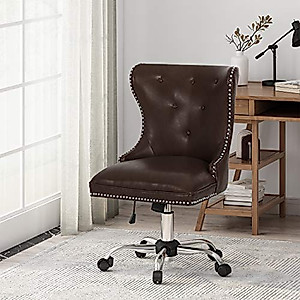 Christopher Knight Home Keith Contemporary Tufted Swivel Office Chair, Dark Brown + Chrome