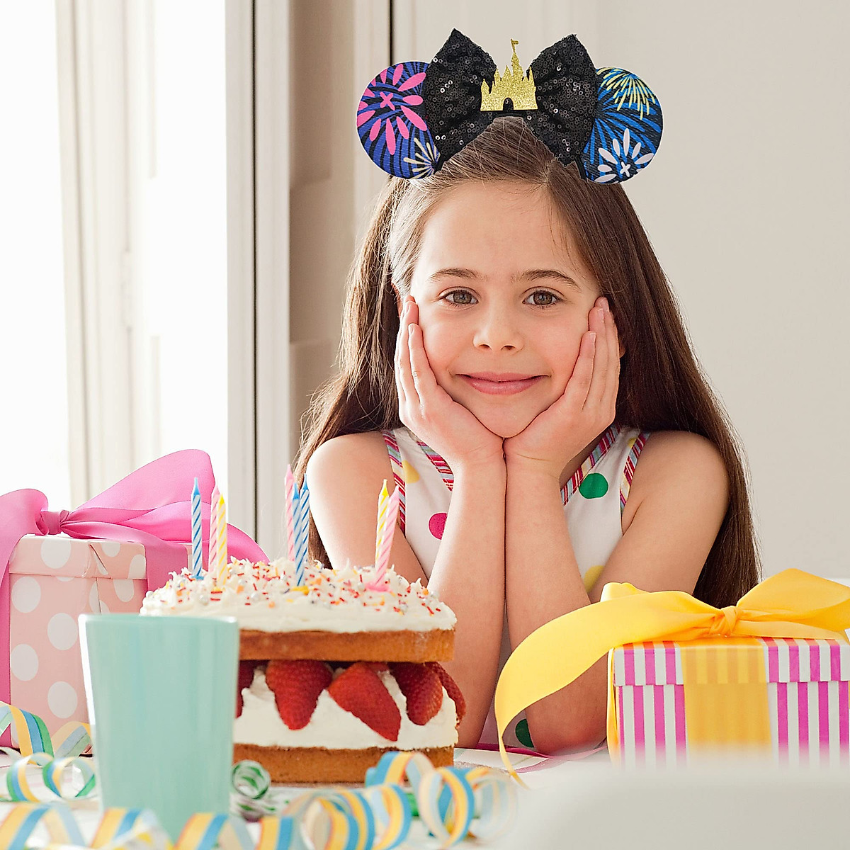 MADO Sparkly Princess Headband with Castle Mouse Ears, Park-Themed Hair Accessory for Girls and Women (PALACE)