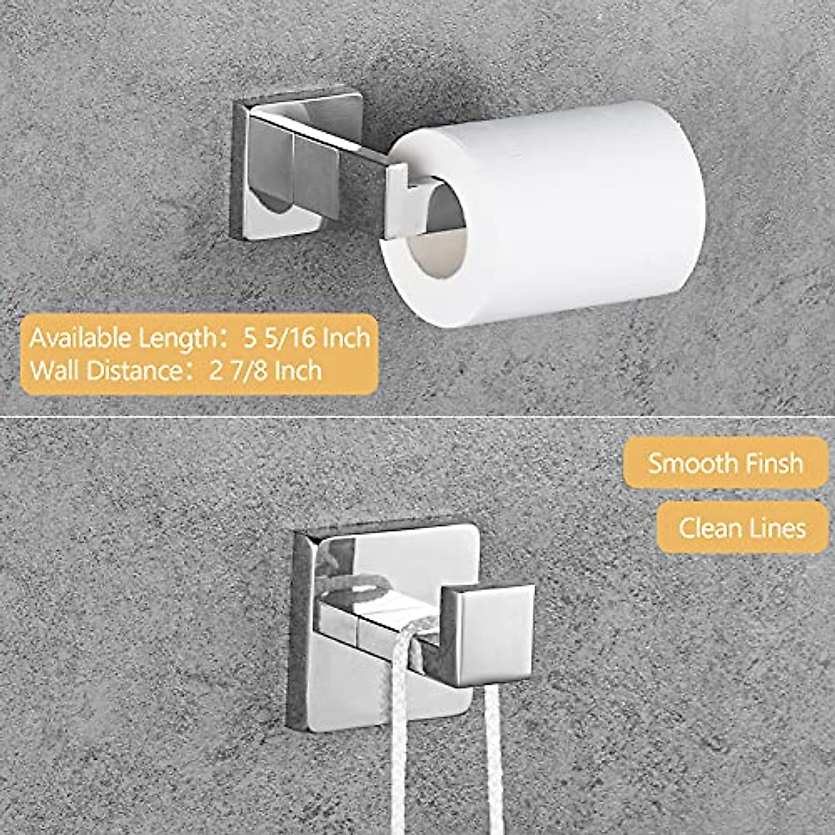 USHOWER Polished Chrome Towel Rack Set, Included 24-Inch Wide Bathroom Hotel Towel Shelf, 4 Piece