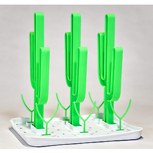 Vestio Lily Baby Bottle Drying Rack Cactus Desert Theme High Capacity, Dishwasher Safe, BPA Free, Bottle Drying Rack That s Easy to Assemble with a Durable Design and Removable Drip Tray White