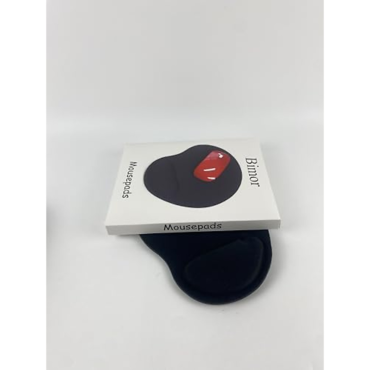 Bimor Mousepads Mouse Pad with Wrist Rest Support, Gel Mouse Pads with Non-Slip PU Base, Pain Relief Memory Foam Mousepad for Laptop PC, Cute Office Supplies Desk Accessories Jet Black