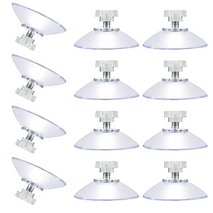 Grevosea 12 Pieces Suction Cup Hooks,Suction Cups for Glass Table Tops Clear Plastic Sucker Pads with Screw and Nut for Outdoor Kitchen Bathroom Shower Wall Window Mirror Glass Daily Hanging 40 mm