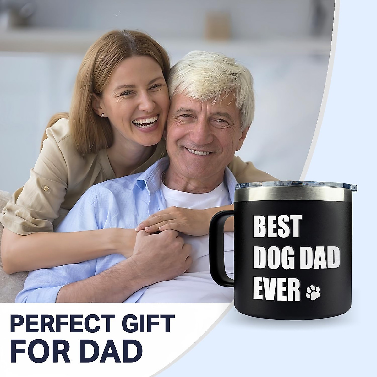 Hyturtle Best Dog Dad Ever Coffee Black Mug/Tumbler 14oz Gift For Dad, Gifts For Dad From Daughter, Son, Kids - Fathers Day - Birthday Gift Idea For Dog Lovers - Christmas Gifts For Father, Men