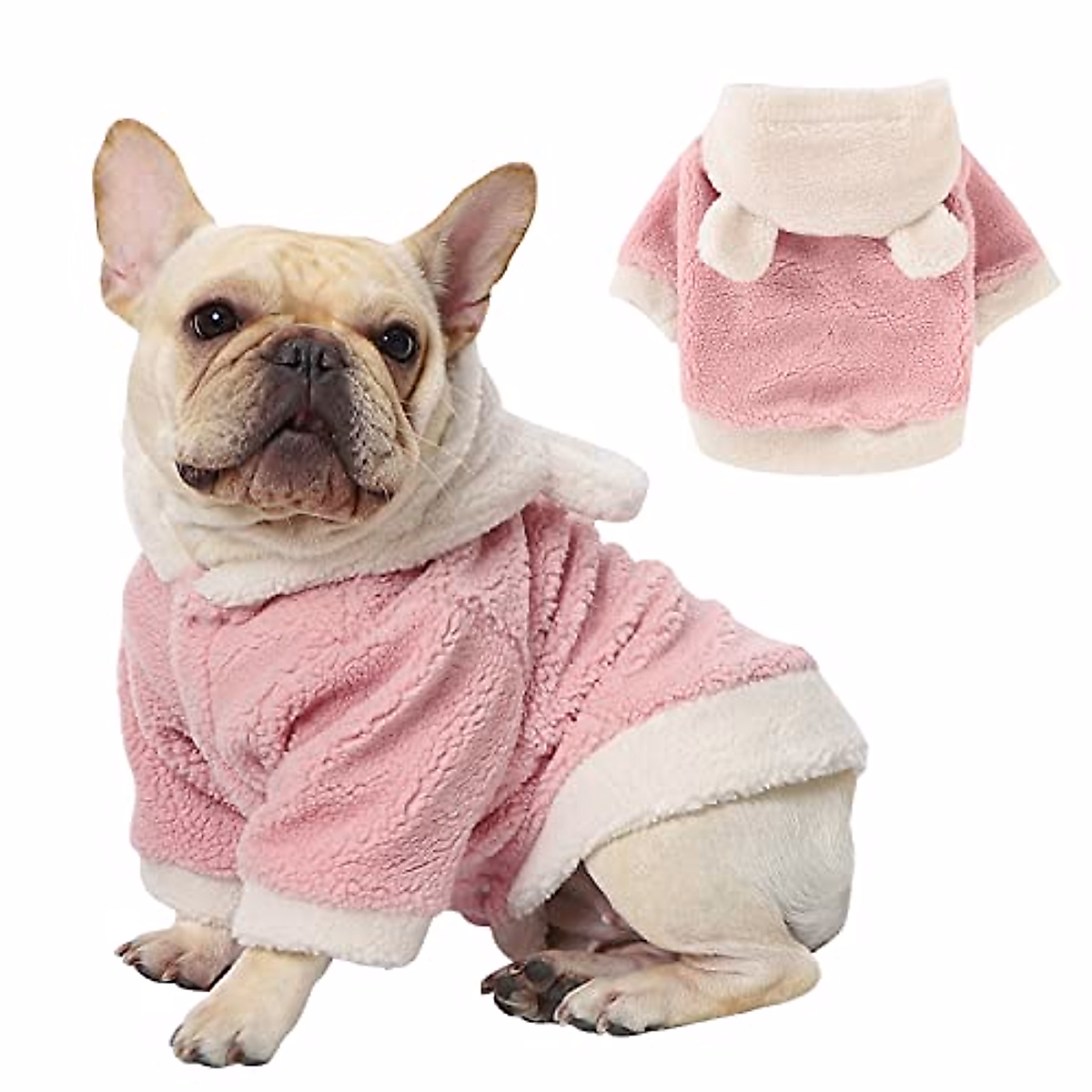 Dog Hoodie Sweaters with hat Puppy Coats with Hooded Winter Lamb Wool Warm Clothes Coat for Small Medium Dogs Clothes Apparel Pink XL