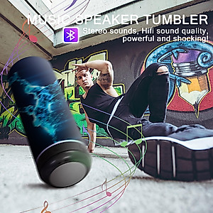 sweet grain Sublimation Speaker Tumblers 20 oz(4Pack) - Music Speaker Tumblers with Lids and Straws, Skinny Straight Sublimation Tumblers with Speaker & USB Charging Cables for DIY Gift - Black