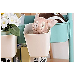 4Pcs Pink Hanging Cup Holder,Rolling Cart Accessories Utility Cart Accessories Hanging Bins,Hanging Flower Pots,Space Saver,Storage Bucket Desktop Container,Make Up Pencil Holder