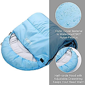 EMONIA Camping Sleeping Bag, 3-4 Season Waterproof Outdoor Hiking Backpacking Sleeping Bag Perfect for Traveling,Lightweight Portable Envelope Sleeping Bags for Adults,Kids,Girls and Boys
