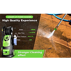 mrliance Electric Pressure Washer 1.8GPM Power Washer 1800W High Pressure Washer Cleaner Machine with 4 Interchangeable Nozzle & Hose Reel, Best for Cleaning Patio, Garden,Yard