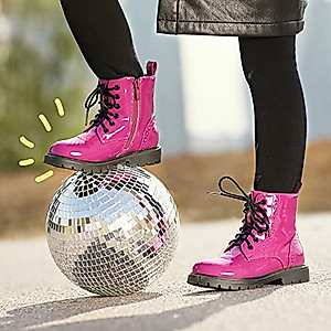 DREAM PAIRS Boys Girls Boots Side Zipper Kids Combat Ankle Booties,Size 10 Toddler,Rose/RED,KBO211