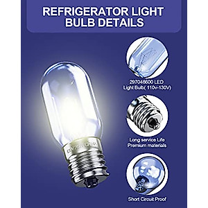 dcosok Refrigerator Light Bulb 40 Watt 297048600 241552802 Compatible with Frigidaire Kenmore Whirlpool Electrolux KitchenAid Fridge Light Bulbs Replacement Freezer Bulb T8 E17 Lamp Light, 2 Pack